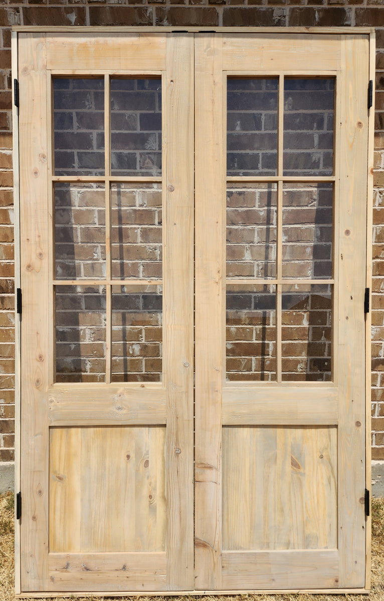 Custom Built: 6 Lite Single Flat panel French Doors Pre-Hung (Glass Fr ...