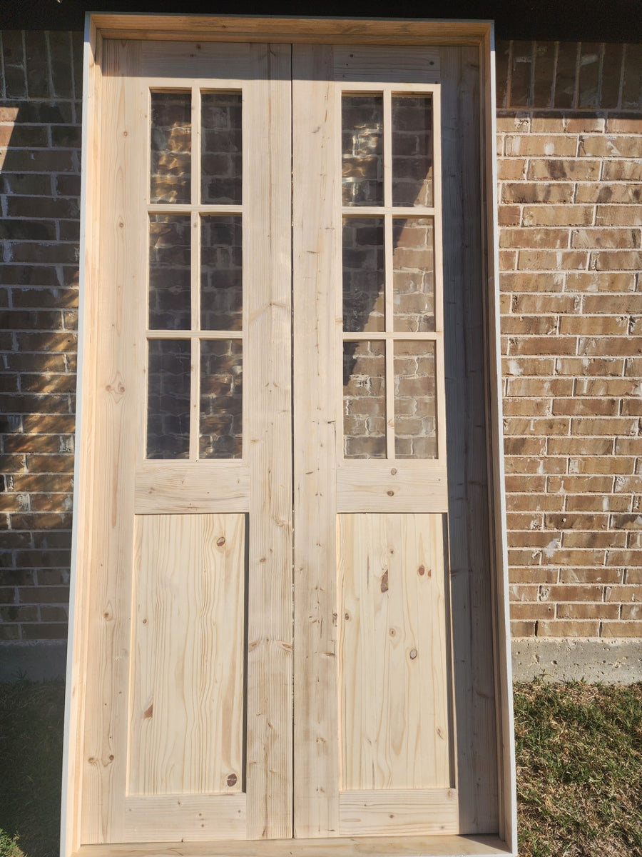 Custom Built: 6 Lite Single Flat panel French Doors Pre-Hung (Glass French Doors, Sliding Barn ...